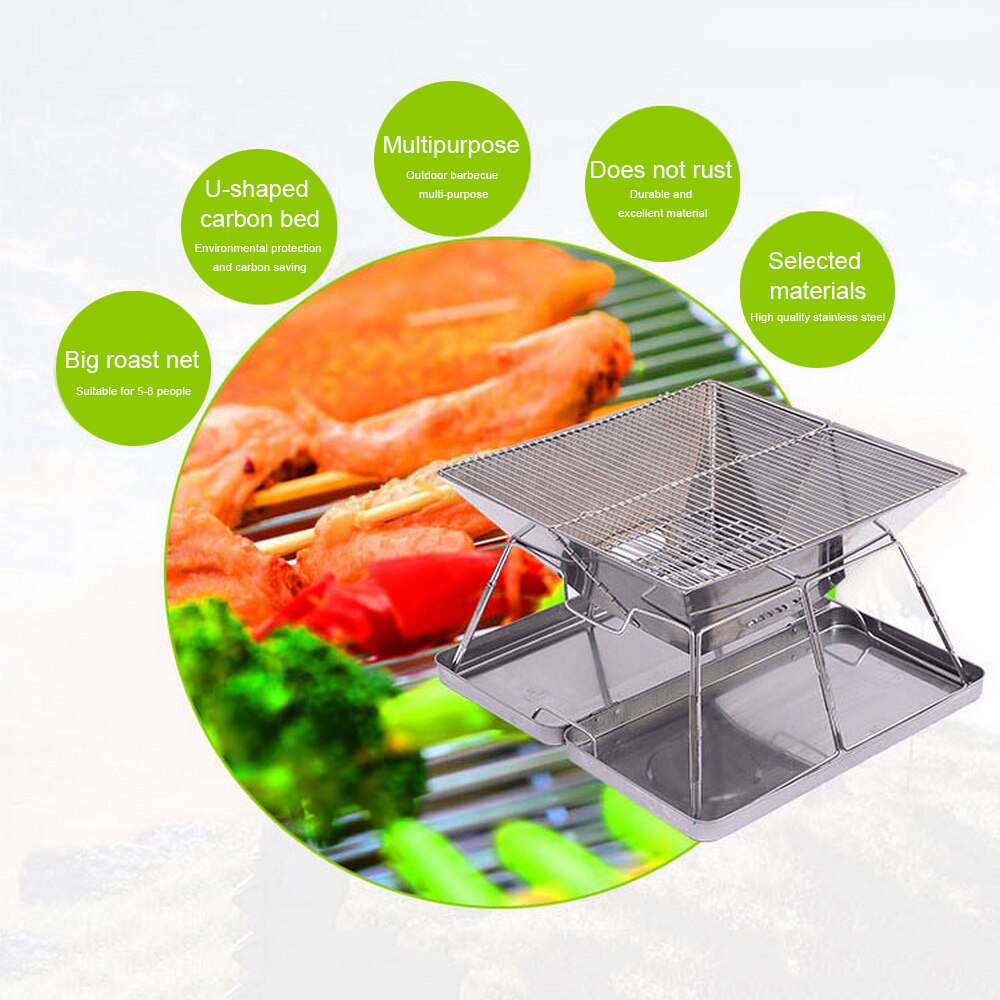 Portable Stainless Steel BBQ Grill Non-stick Surfa... – Vicedeal