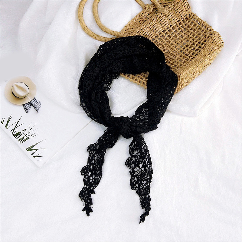 Hollow Floral Knit Lace Triangle Scarf Tassel Shaw... – Grandado