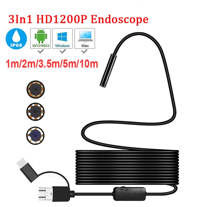 Mini Camera 3in1 Endoscope HD 1200P 5M Hard Flexib... – Vicedeal