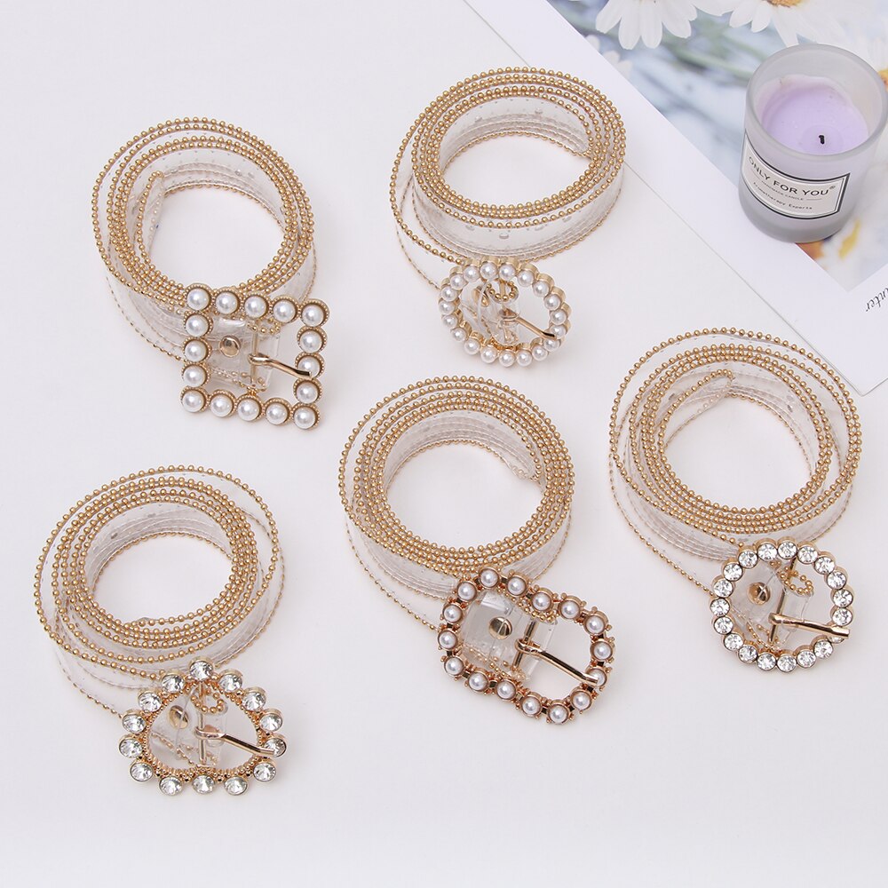 Clear Belt Diamond Pearl Waist Belts Versatile PVC... – Grandado