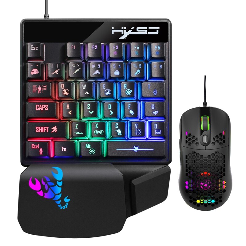 HXSJ 35 Keys Keyboard Mouse Suit Left Hand Mechani... – Grandado