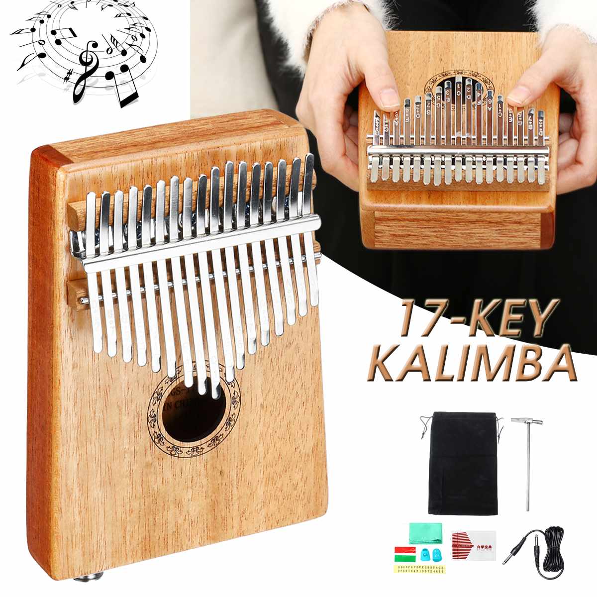 17 Key EQ Kalimba Thumb Piano w/Tuner Hammer Afric... – Grandado