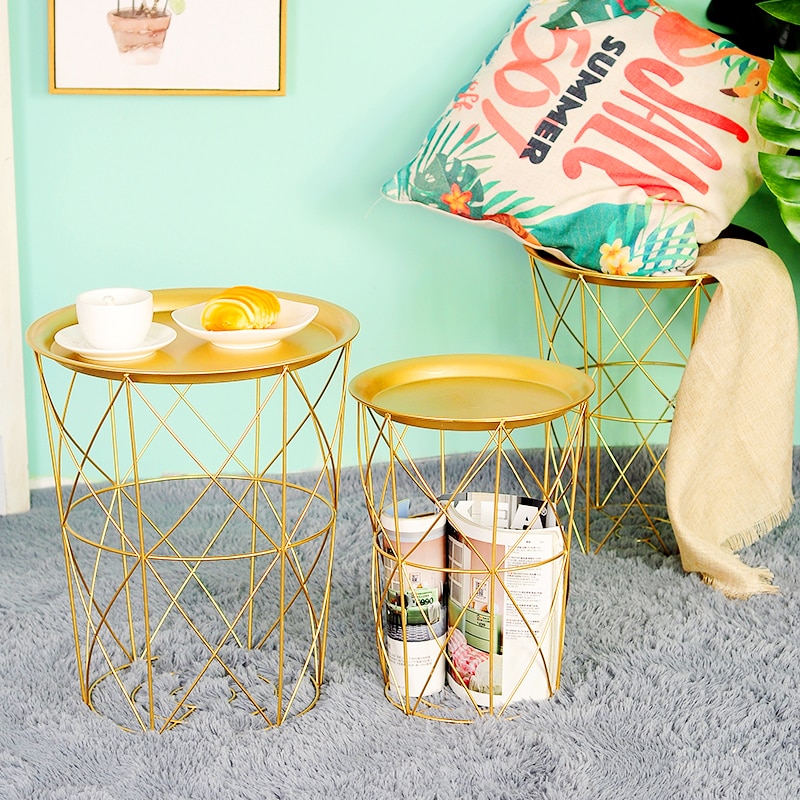 Nordic Simple Golden Coffee Table Books Minimalist... – Grandado