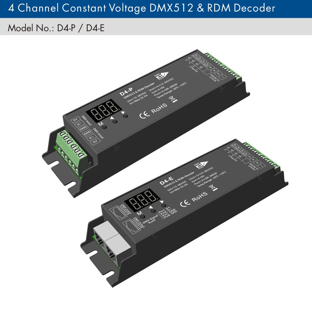D4-E D4-P 4 channel PWM constant voltage DMX &... – Grandado