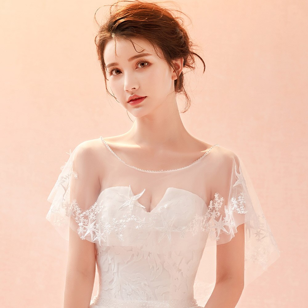 Women Ivory Wedding Bridal Cape Beaded Applique So... – Grandado