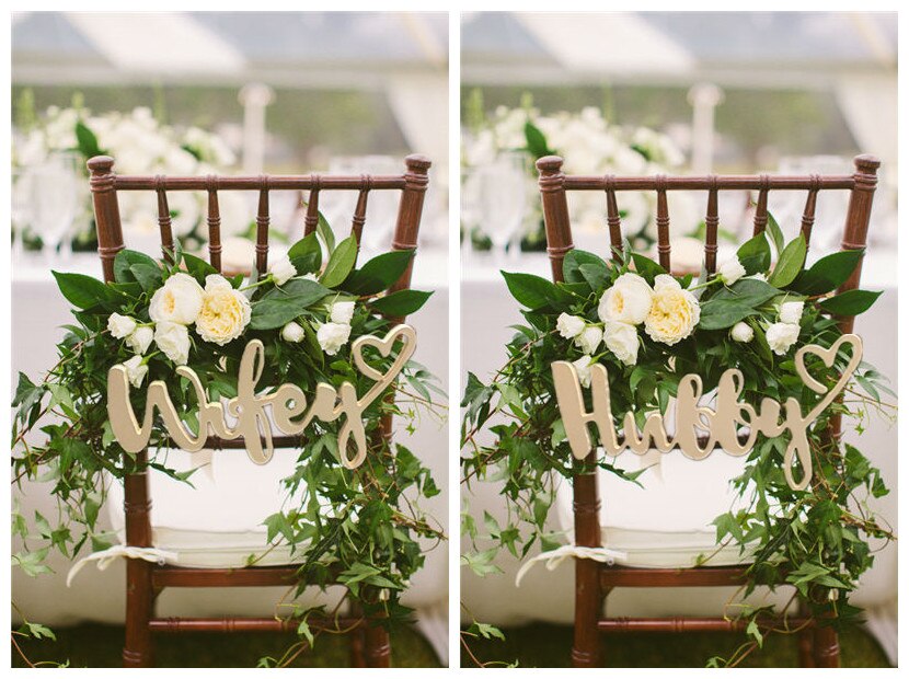 wedding chair hanger signs wooden wifey and hubby ... – Vicedeal