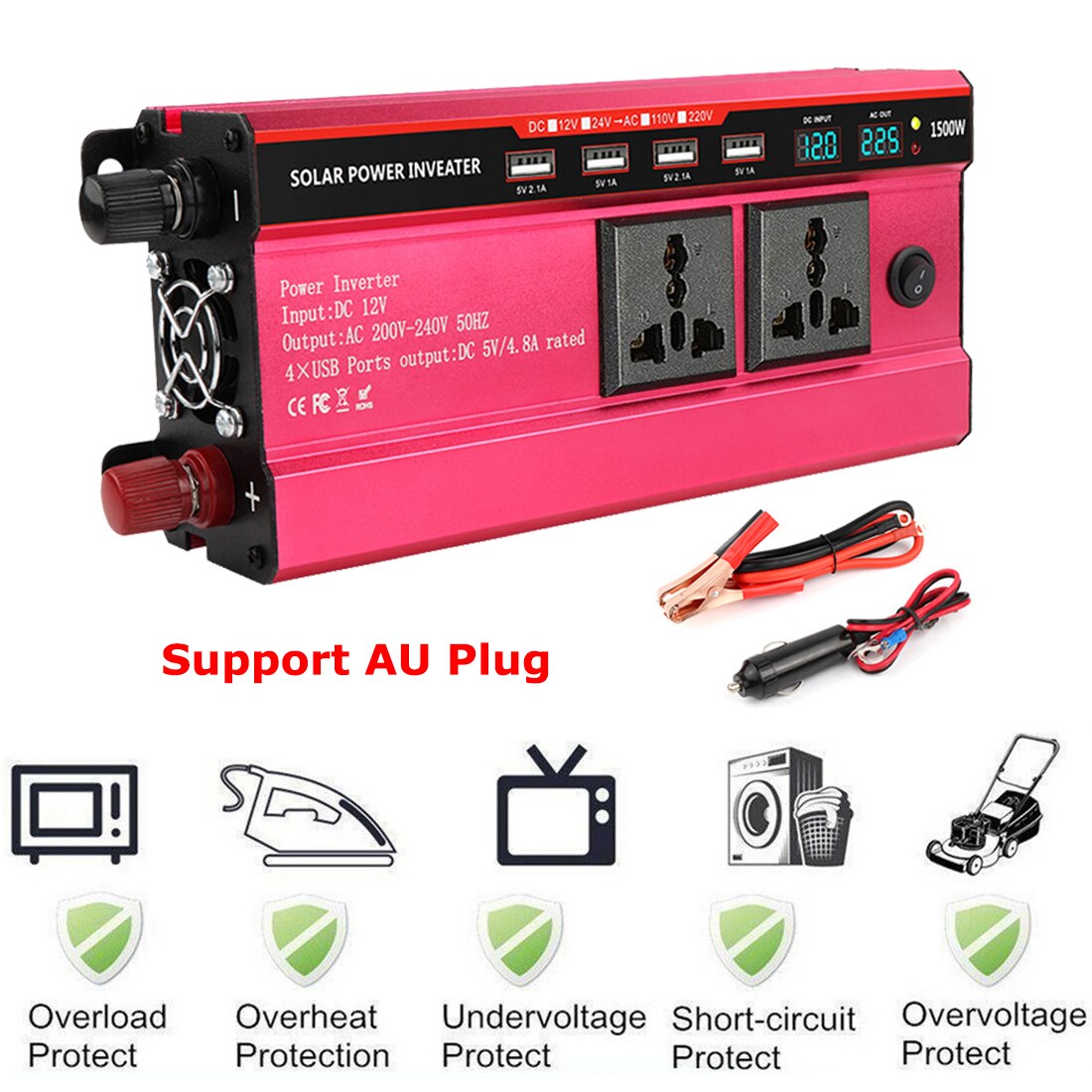 Solenergi inverter dc12v til ac 220v 3000w bil i... – Grandado