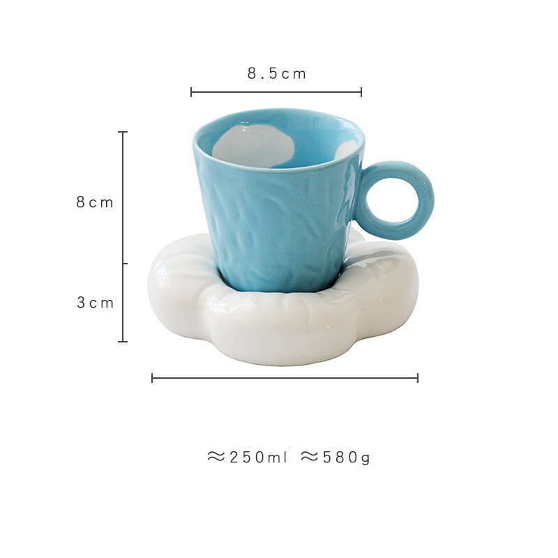 Hand Painted Blue Sky White Cloud Cup and Saucer C... – Vicedeal