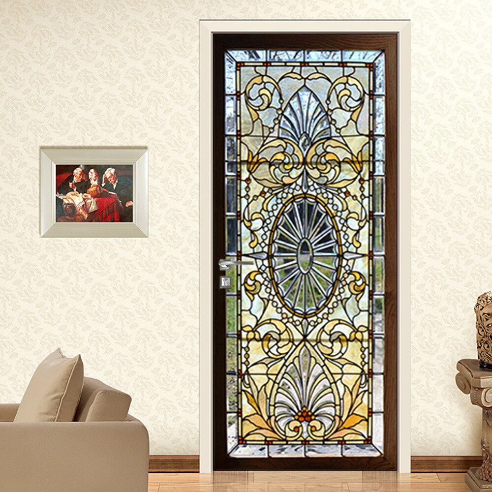 3D Vintage Pattern Glass Effect Door Sticker with ... – Vicedeal