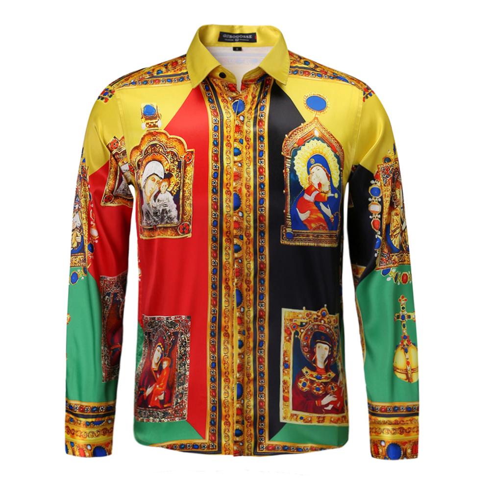 Luxe Bloemen Bloem Print Heren Shirts Casual Slim ... – Vicedeal