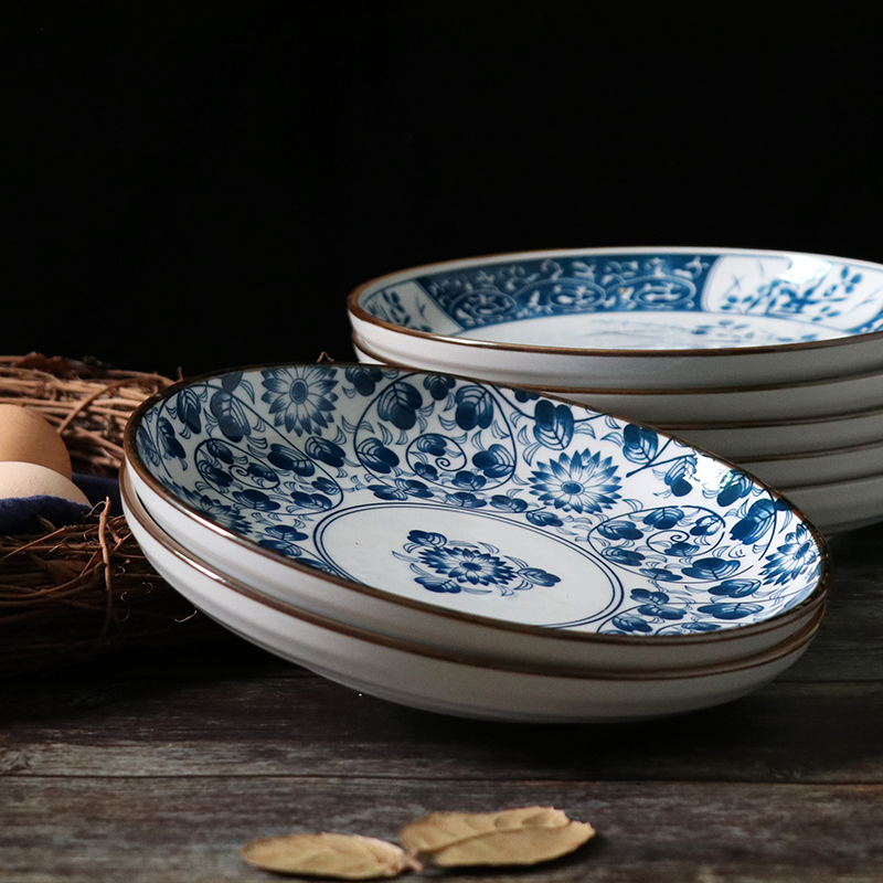 8 inch Japanese Dinner Plate Blue and White Cerami... – Vicedeal