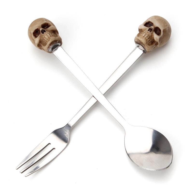 Skull Head Spoon And Fork Set Durable Stainless St... – Grandado