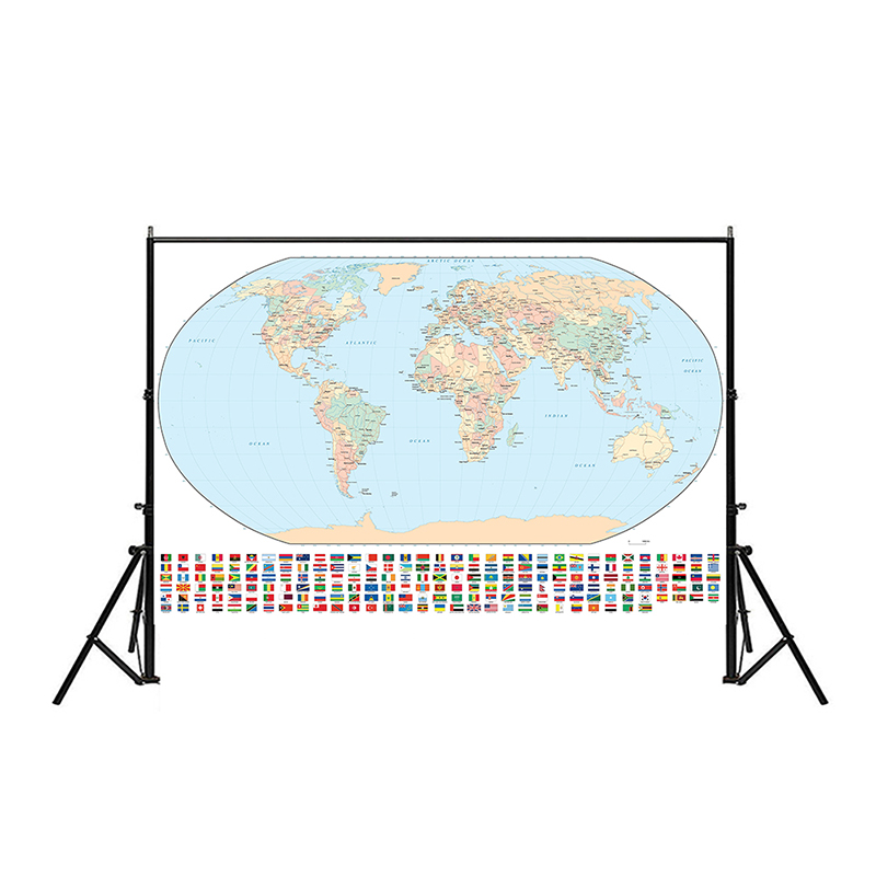 90*60cm The World Map with National Flags Wall Art... – Grandado