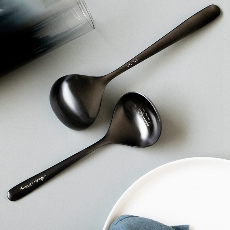 Stainless Steel Soup Spoon Matte Titanium-Plated P... – Grandado