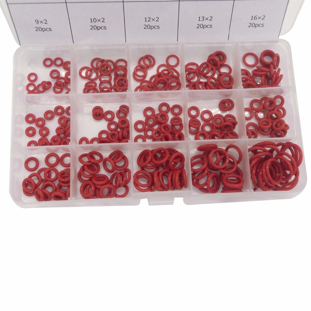 300pcs O Ring Seal Kit 15 Verschillende Maten Rode... – Vicedeal