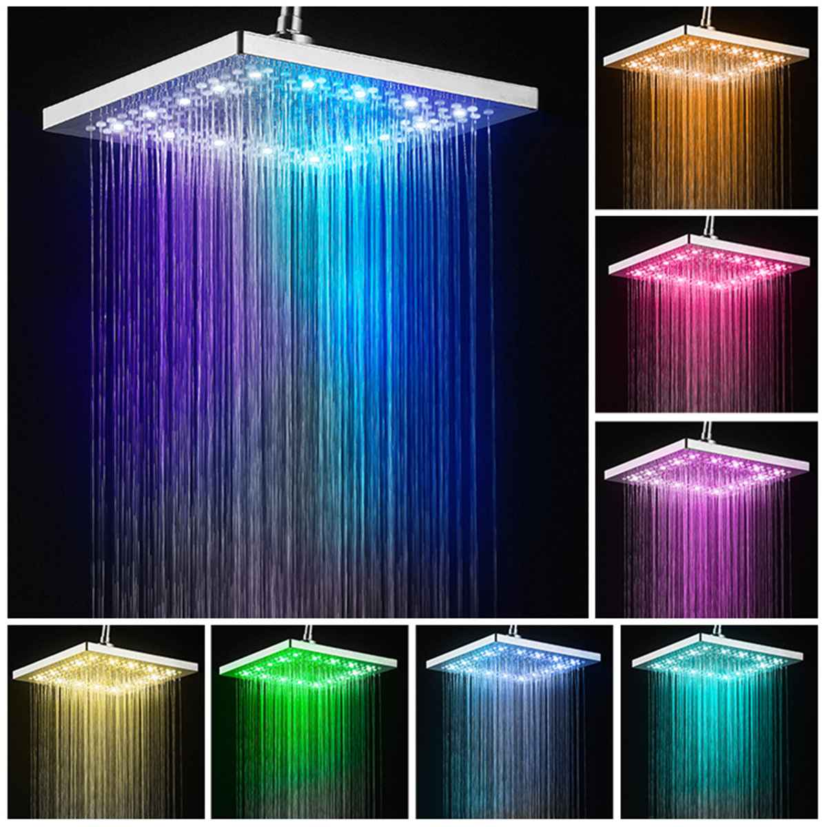 8 "Vierkante Led Regendouche Automatisch Rgb 7 Kle... – Vicedeal