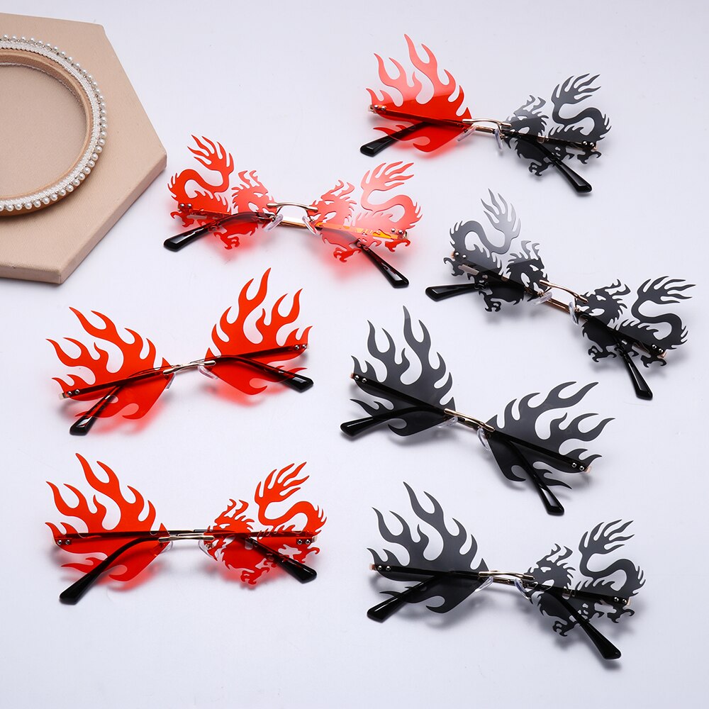 1PC Dragon Phoenix Shape Punk Rimless Sunglasses T... – Grandado