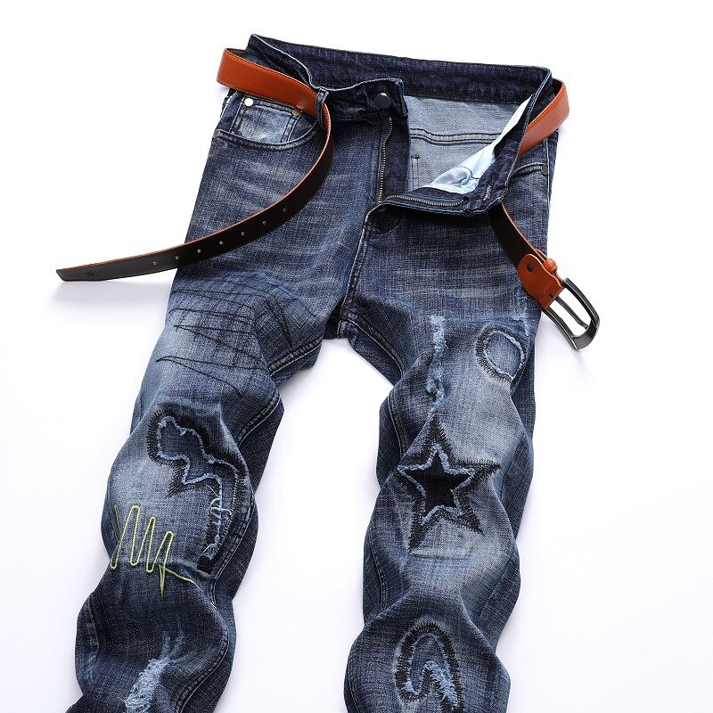 Embroidered Jeans Light Blue Brand Men's 38 40... – Grandado