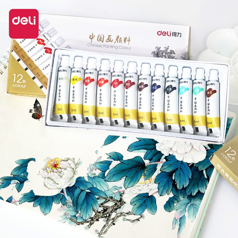 Deli ink Painting Paint set 12 Colors Chinese Ink ... – Grandado