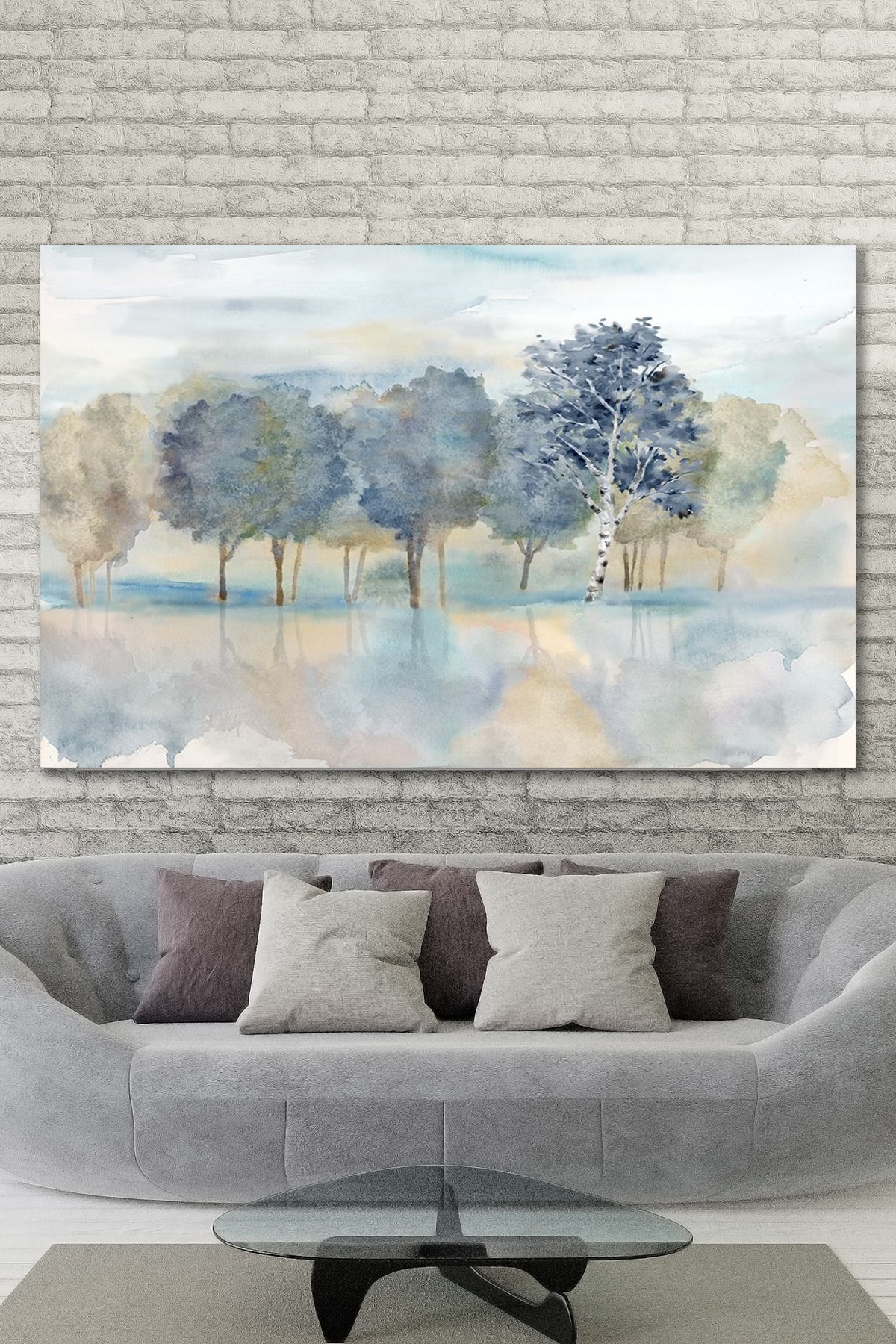 70x100 bleu peinture murale impression sur toile – Grandado
