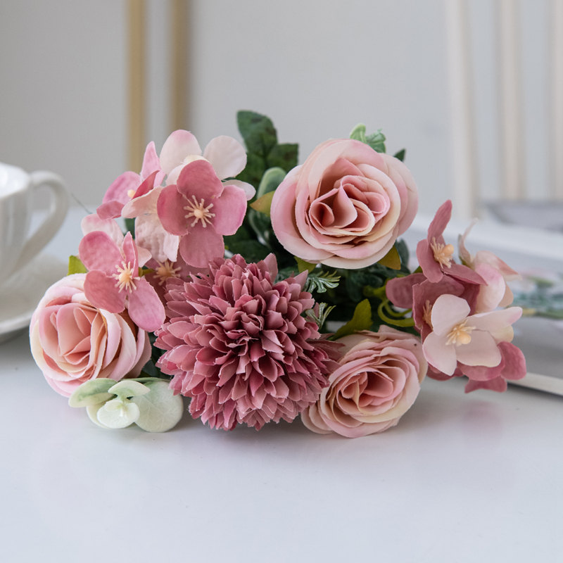 Kunstige blomster 6 hoveder roser krysantemum silk... – Vicedeal