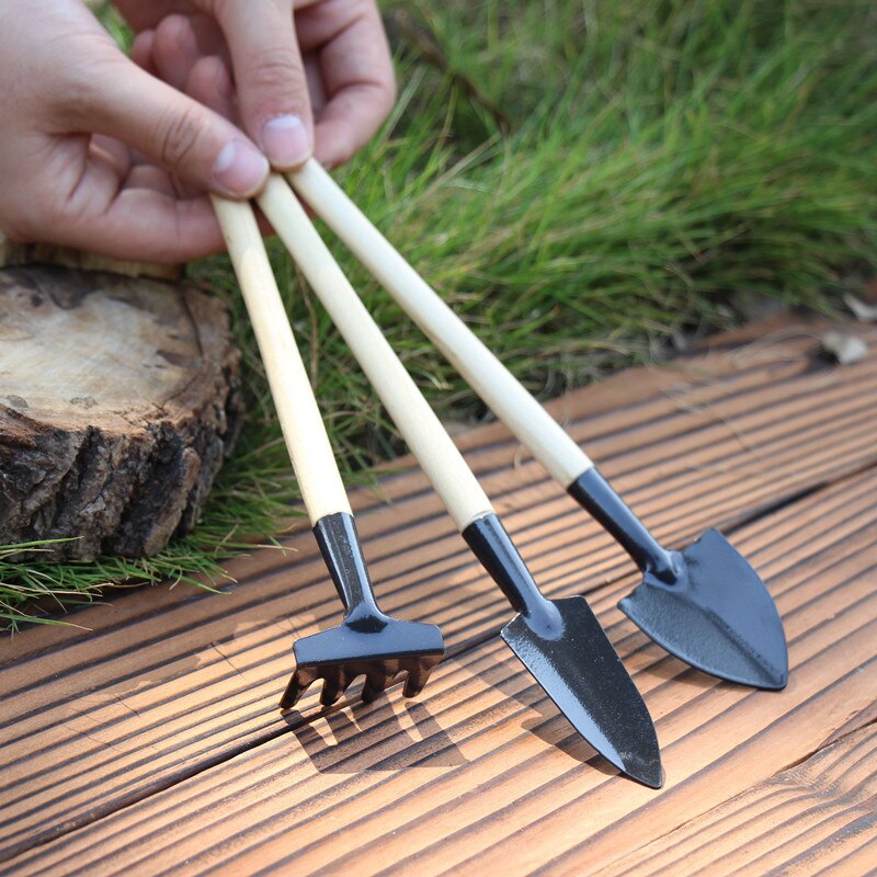3 stuks/set mini tuingereedschap houten handvat po... – Grandado