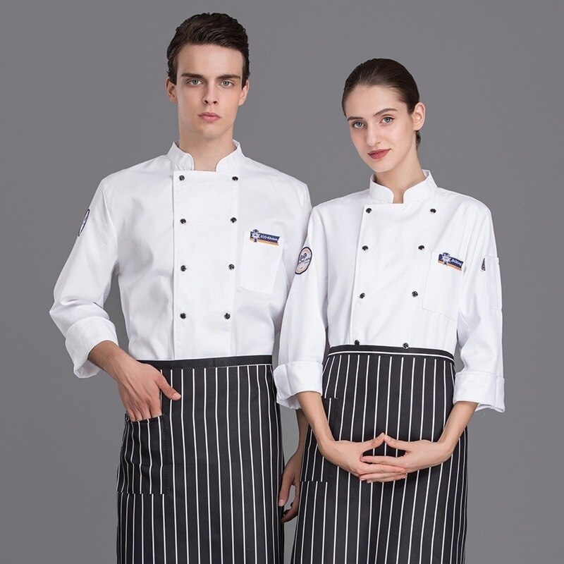 Chef uniform long sleeve men hotel chef's kitchen ... – Grandado