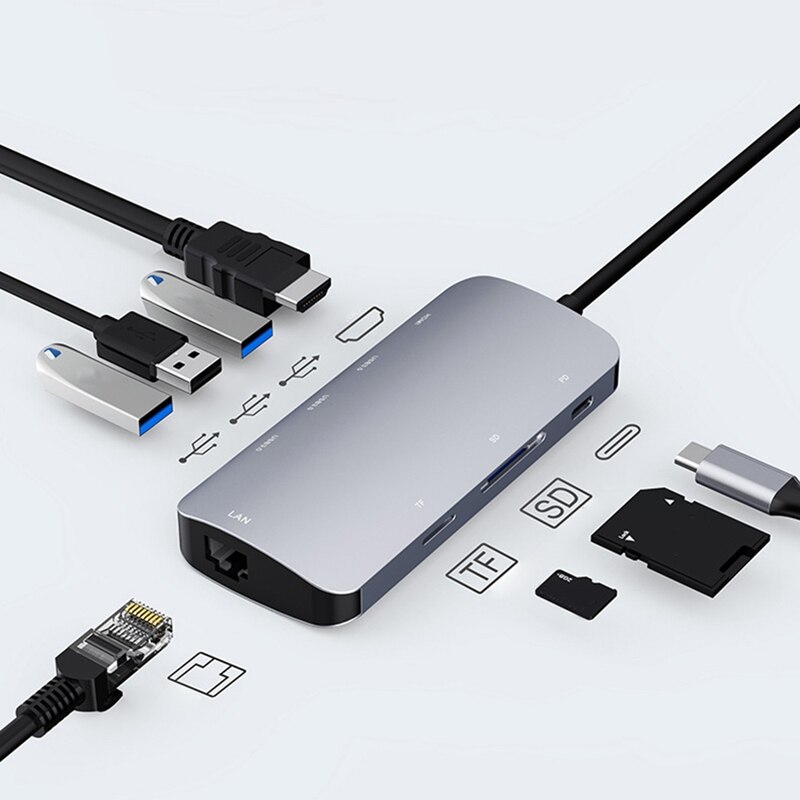 Type-C Docking Station 8-In-1 with Hub Usb-C to HD... – Grandado