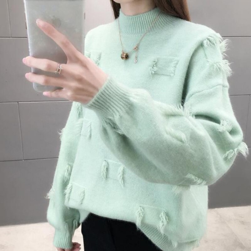 TIGENA Beautiful Fluffy Pullover Sweater Women Win... – Grandado