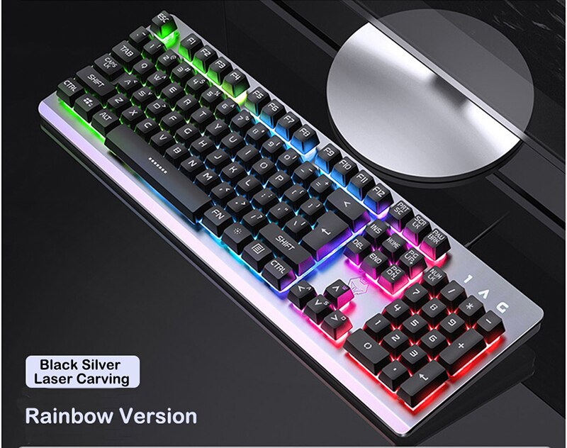 Backlit Gaming Ergonomic Keyboard USB Wired 104 ke... – Vicedeal