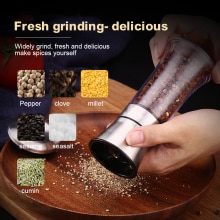 Salt and pepper grain mill shakers stainless steel... – Grandado