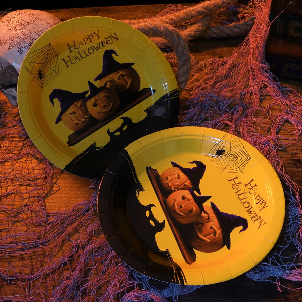 10 Pcs Paper Plates Halloween Theme Pattern Funny ... – Grandado
