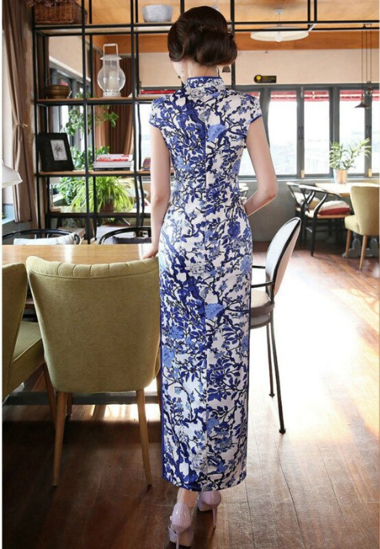 SHENG COCO 5XL Female Blue And White Porcelain Lon... – Vicedeal