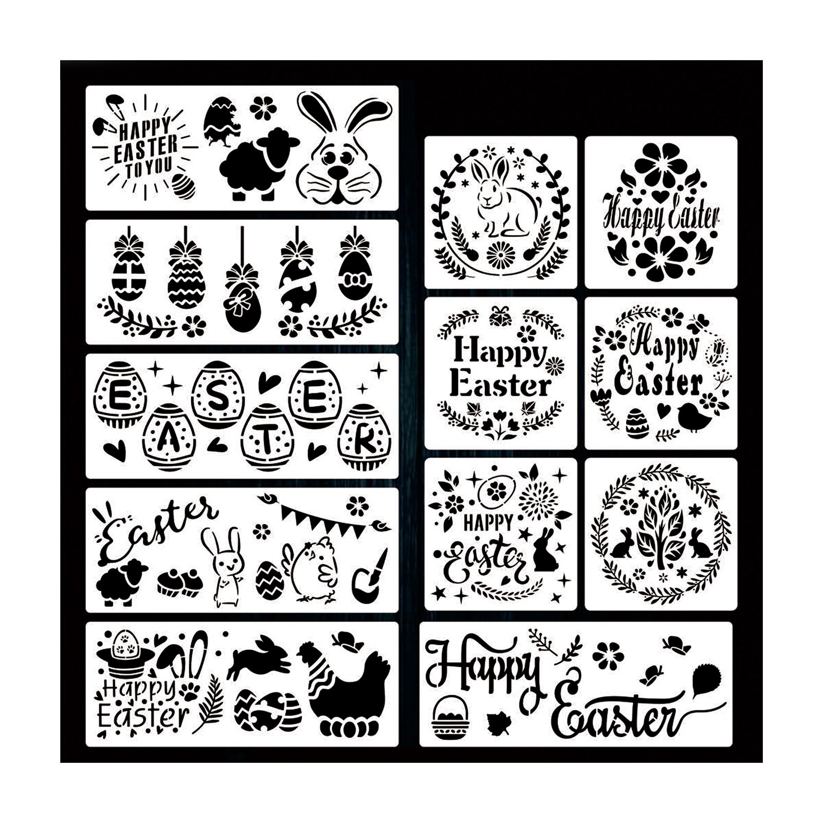 12Pcs Easter Drawing Painting Stencils Template Se... – Vicedeal