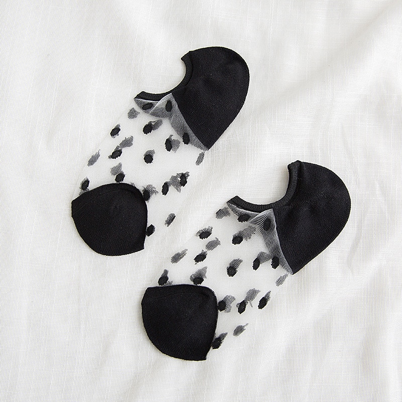 mesh transparent ankle socks white lace sock kawai... – Grandado