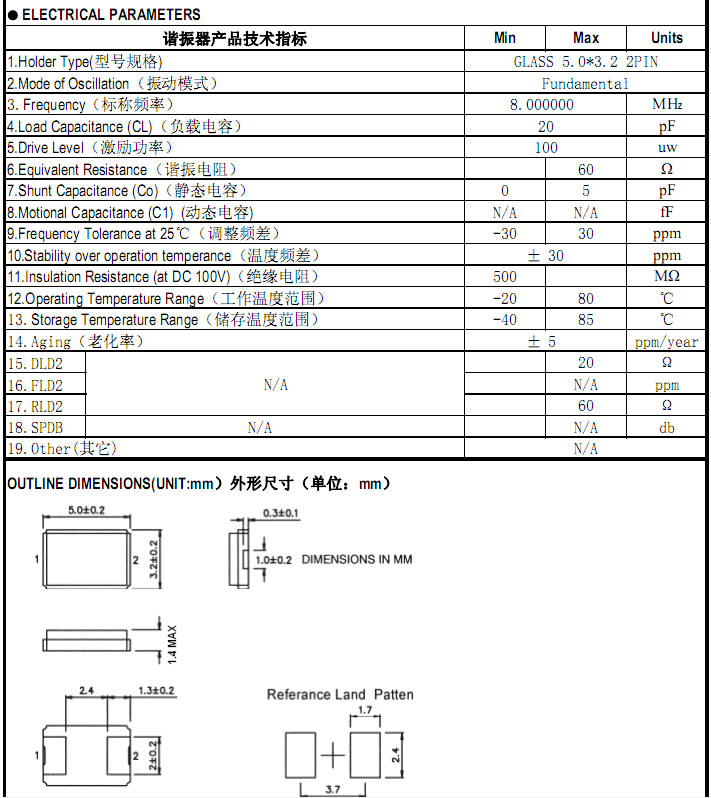 10pcs 8MHZ 8.000mhz 2Pin 5032 smd quartz resonator... – Grandado