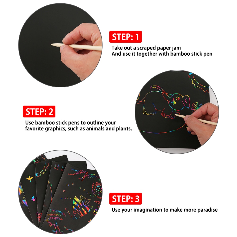 50 Sheets Scratch DIY Art Crafts for Kids Black Pa... – Grandado