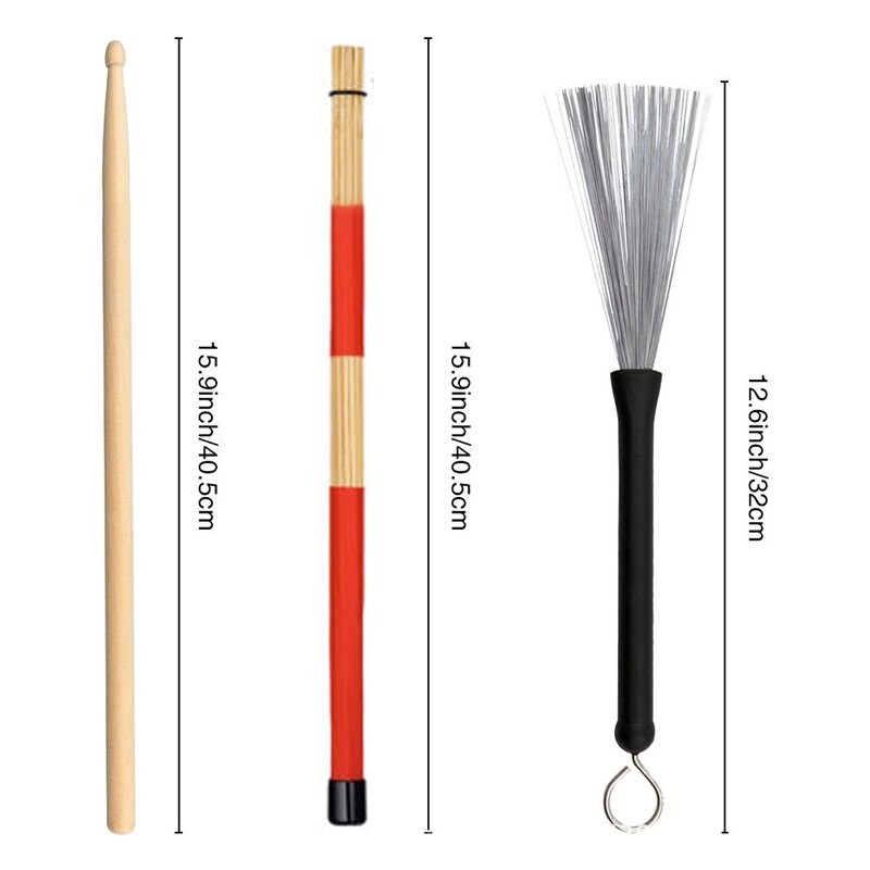 Drum Set Sticks 1 Pair Rods Drum +1 Pair Brushes R... – Grandado