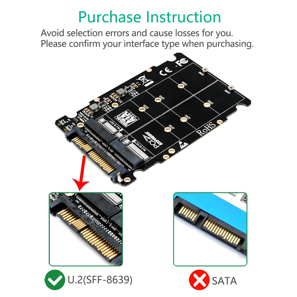 M.2 SSD zu U.2 Adapter 2in1 M.2 NVMe und SATA-Bus ... – Vicedeal