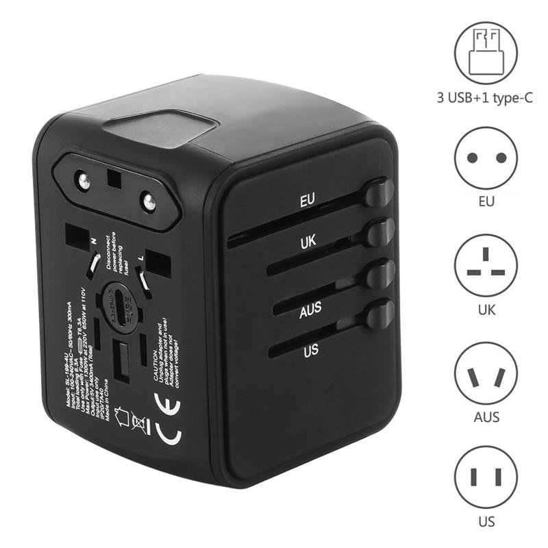 4 USB Outlet Universal Travel Adapter Type C Unive... – Grandado