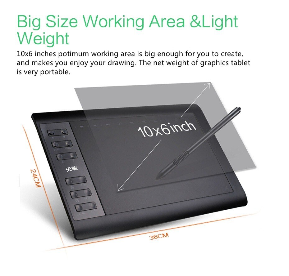 10*6 Inch Graphic Tablet 8192 Levels Digital Drawi... – Grandado
