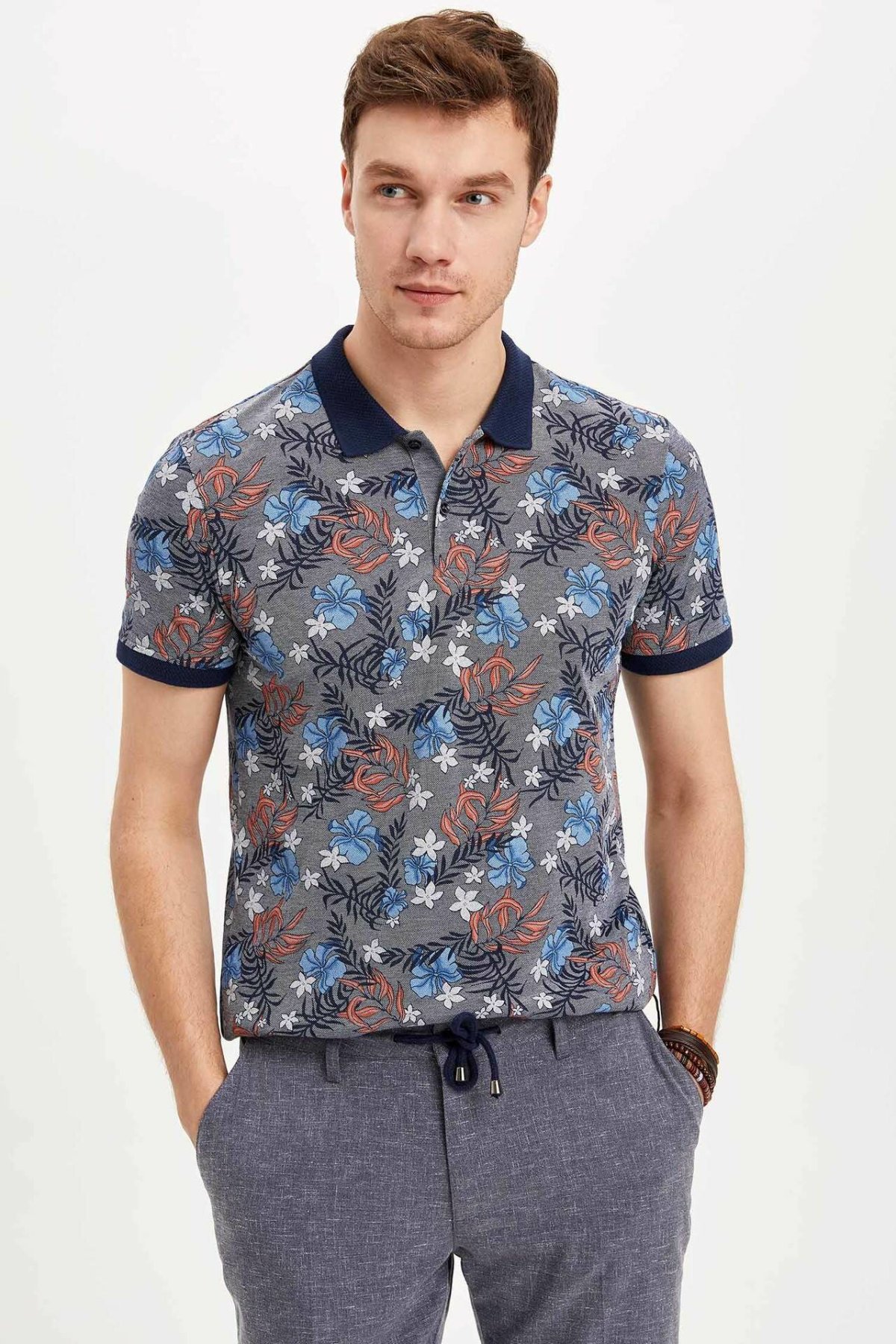 DeFacto Summer Man Polo shirt Men's Casual Print P... – Vicedeal