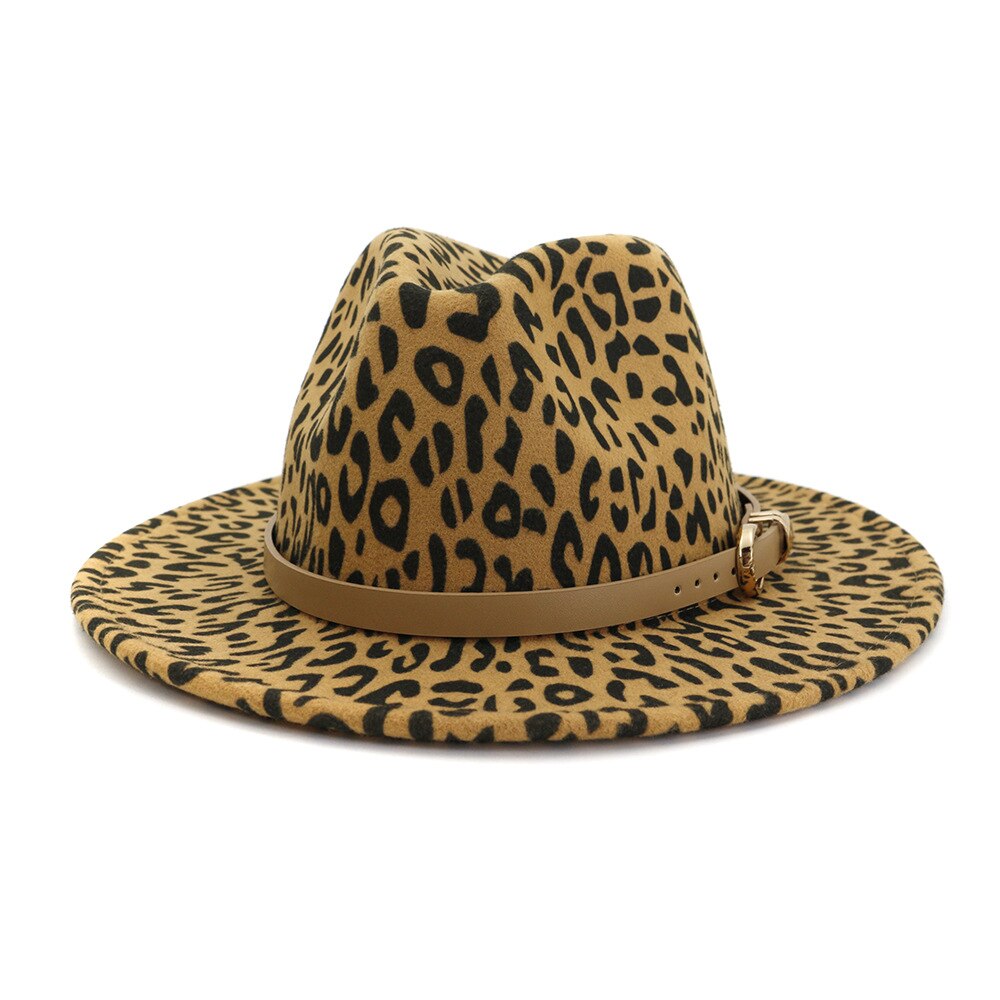 QBHAT Men Women Wide Brim wool felt Leopard print ... – Grandado
