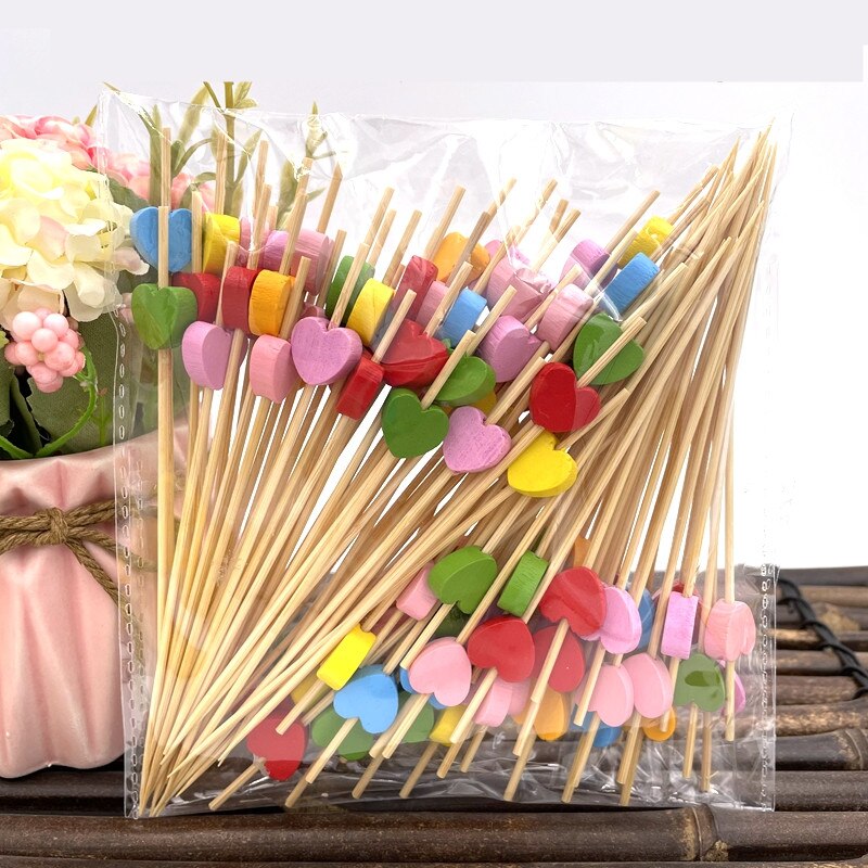 100Pcs 12cm Heart Disposable Bamboo Forks Fruit De... – Grandado