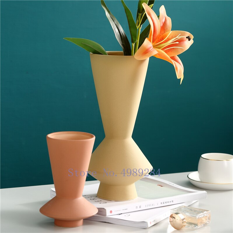 Nordic ceramics abstract geometric vase Flower arr... – Grandado