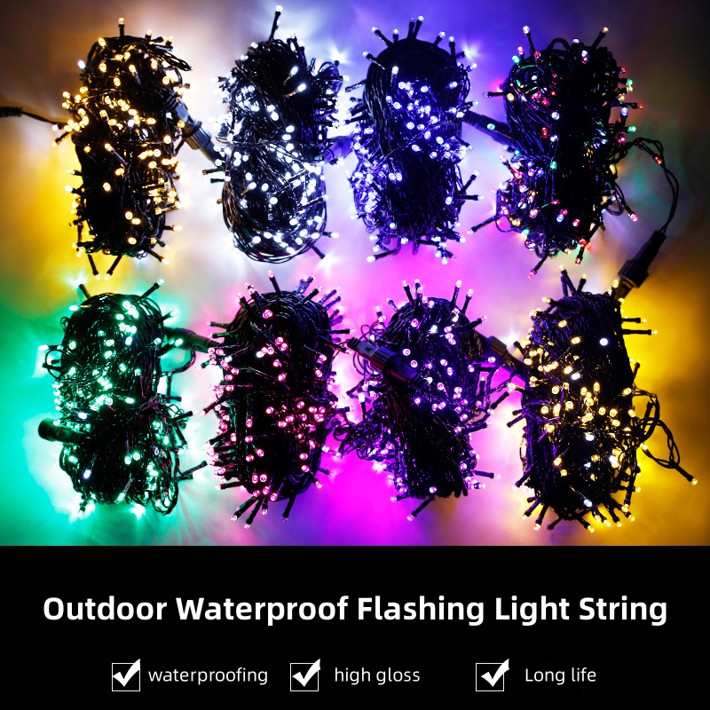 LED 20M 200LED black wire string lights colourful ... – Grandado