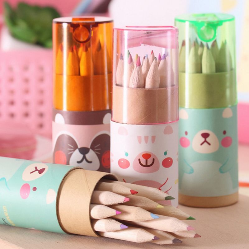 Mini lápices de colores con sacapuntas, papelería ... – Grandado