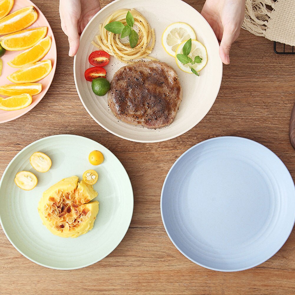 4PCS 22.5CM Wheat Straw Plate Set Dishes Round Lig... – Vicedeal