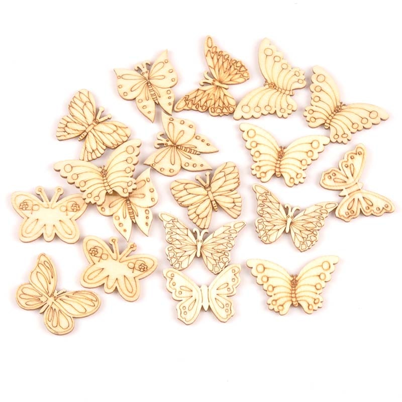 20Pcs/Pack Butterfly pattern Wooden Craft Scrapboo... – Grandado