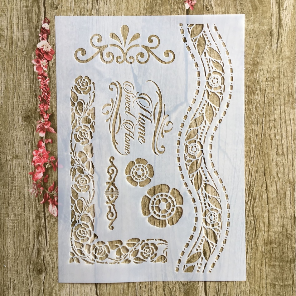 A4 29 * 21cm Flowers Floral Stencils Wall Painting... – Vicedeal